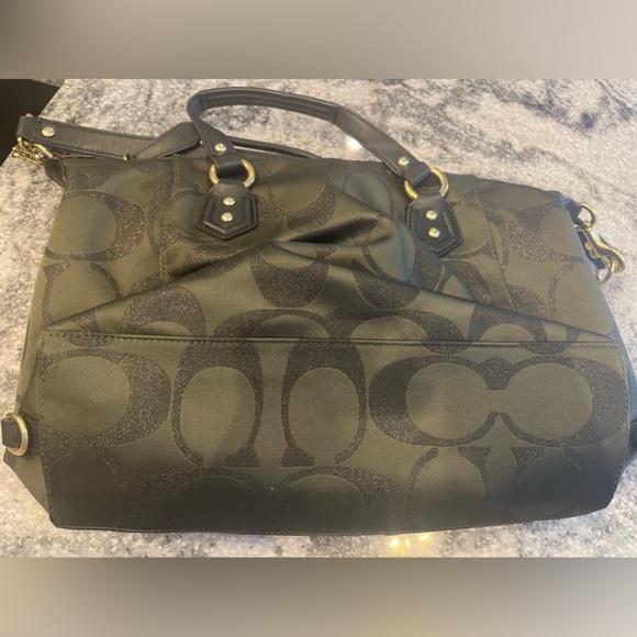 Coach | Bags | Coach Hand Bag Authentic Dark Emerald Green With Glitter ...